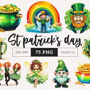 St Patricks Day Clipart PNG Watercolor Saint Patricks Gnomes Clip Art ...