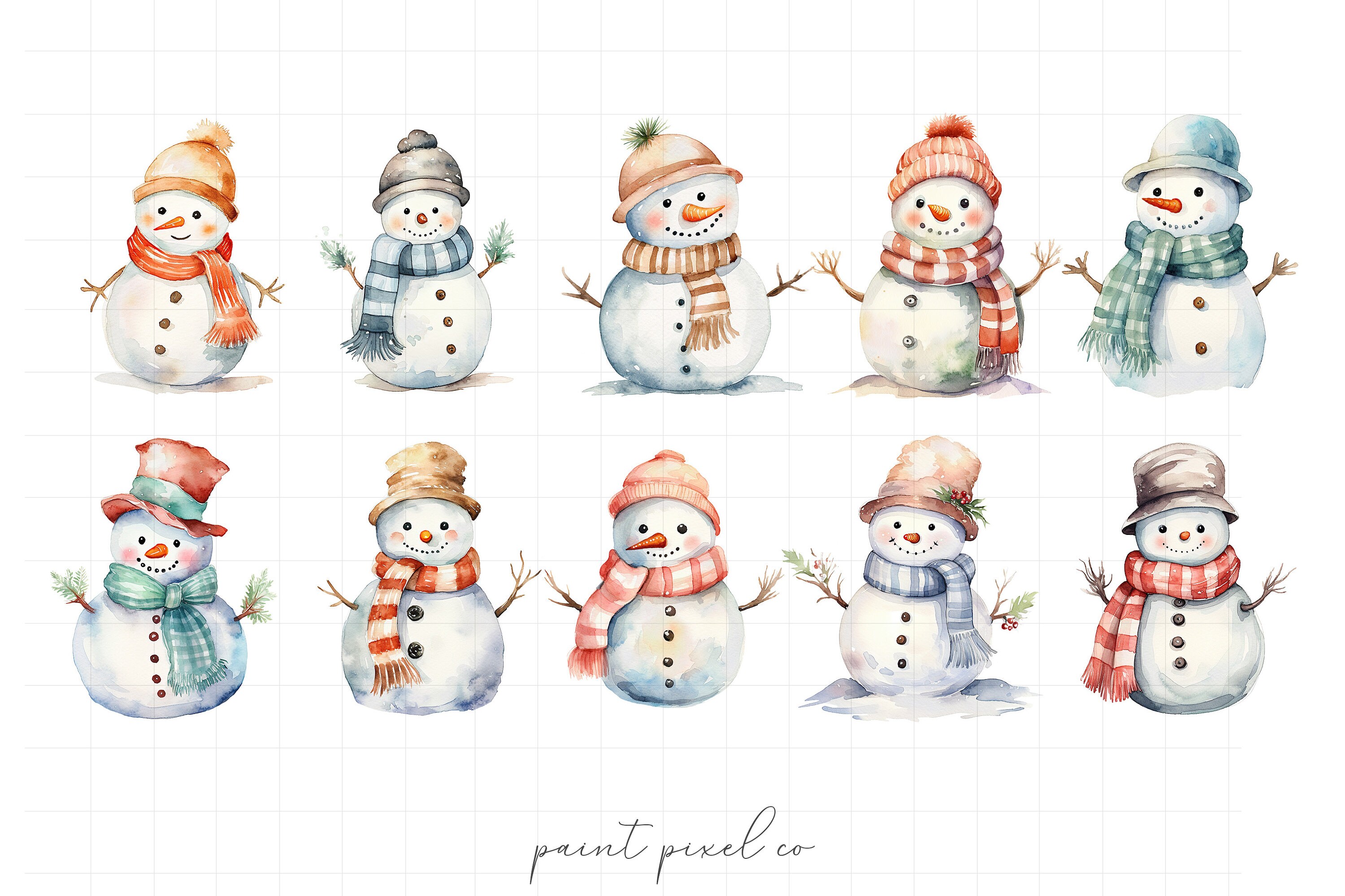 Snowman PNG Clipart Winter Crafts Sublimation Watercolor Xmas Clip Art ...