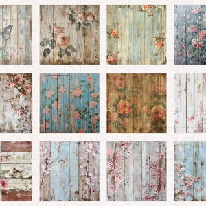 Rustic Wood Digital Paper PNG Decoupage Wooden Backdrop Faded Vintage ...