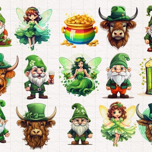 St Patricks Day Clipart PNG Watercolor Saint Patricks Gnomes Clip Art ...