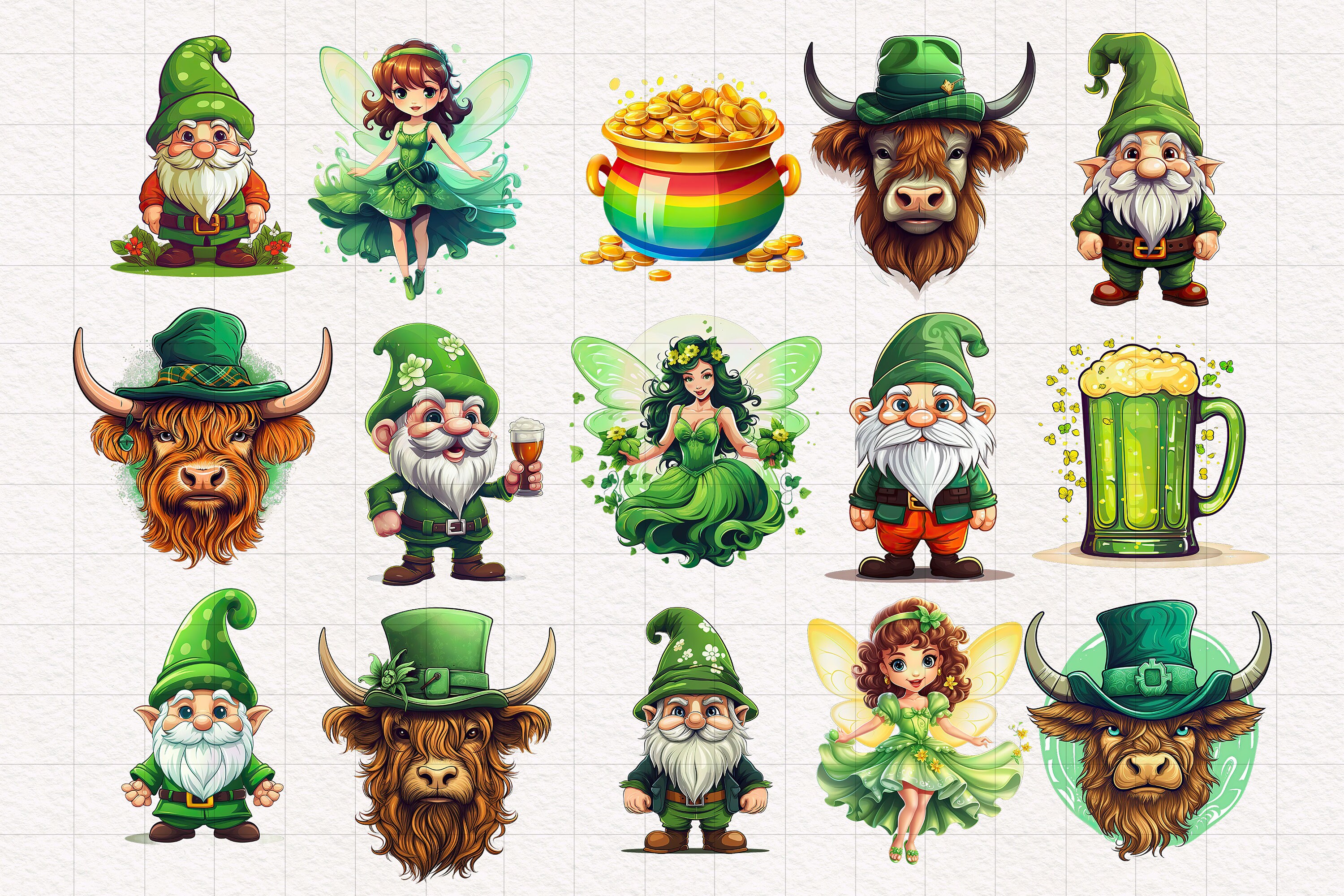 St Patricks Day Clipart PNG Watercolor Saint Patricks Gnomes Clip Art ...