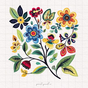 Fiesta Flowers Clipart Fiesta PNG Watercolor Clip Art Boho Illustration ...