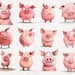 Quirky Pig Clipart PNG Whimsical Pigs Sublimation Clip Art Farm Animals ...