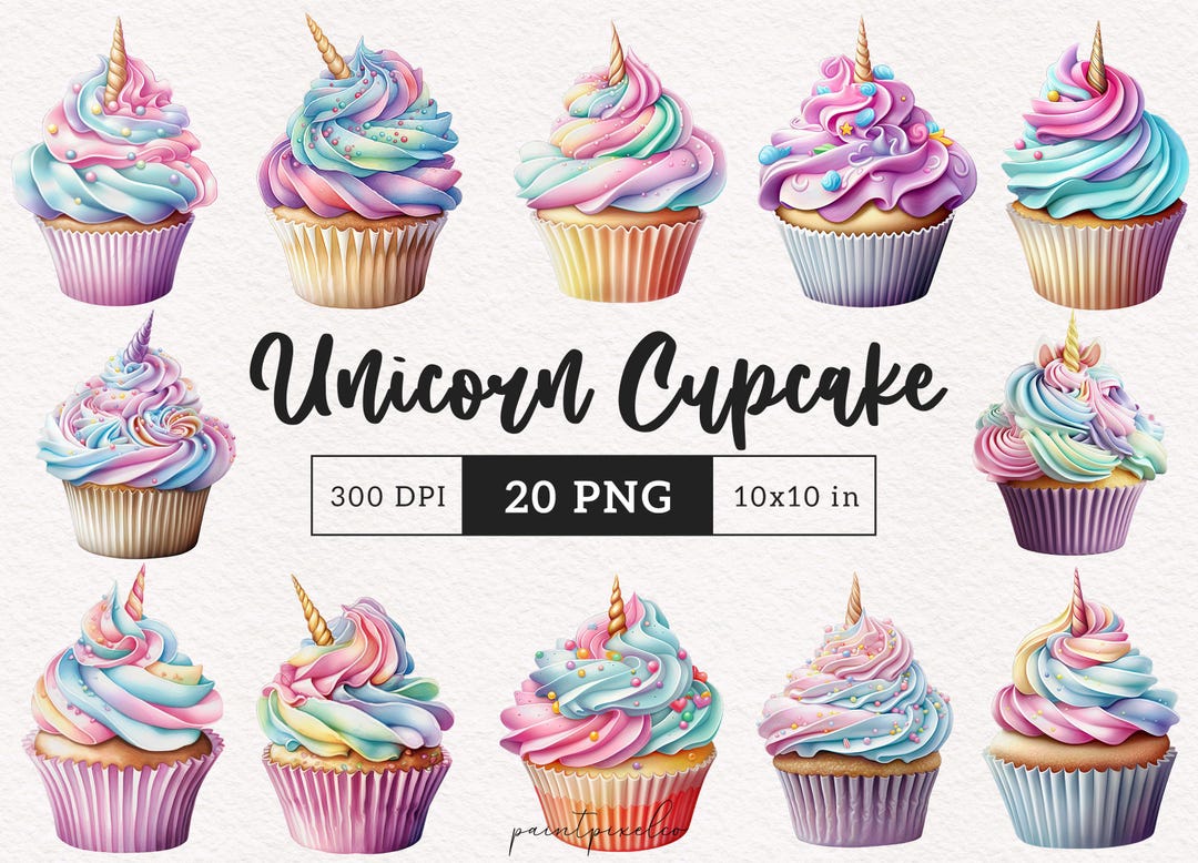 Pastel Unicorn Cupcake Clipart Little Girl Party Sweet Treat PNG ...