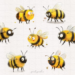7 Cute Bee PNG Honeybee Clipart Whimsical Insects Bee Watercolor Bee ...