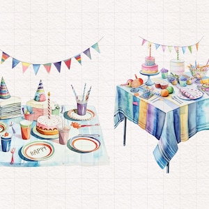 Happy Birthday Clipart PNG Rainbow Party Items Balloons Gift Box ...