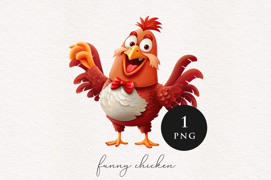 Funny Chicken Clipart PNG Cute Hen Rooster Clip Art Cartoon Bird 3d ...