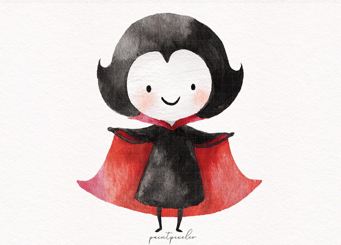 20 Cute Vampire Halloween Clipart Watercolor Spooky Vampires Cute ...