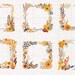 Autumn Border Clipart Boho Orange Flowers PNG Watercolor Fall Floral ...