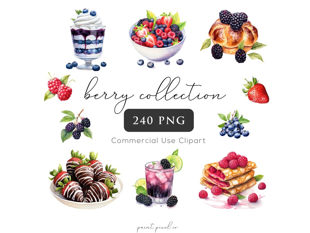 Berry Clipart Bundle PNG Clip Art High Quality Food - Etsy