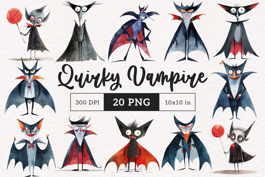 Quirky Vampire PNG Creepy Halloween Vampire Clipart Whimsical Funny ...