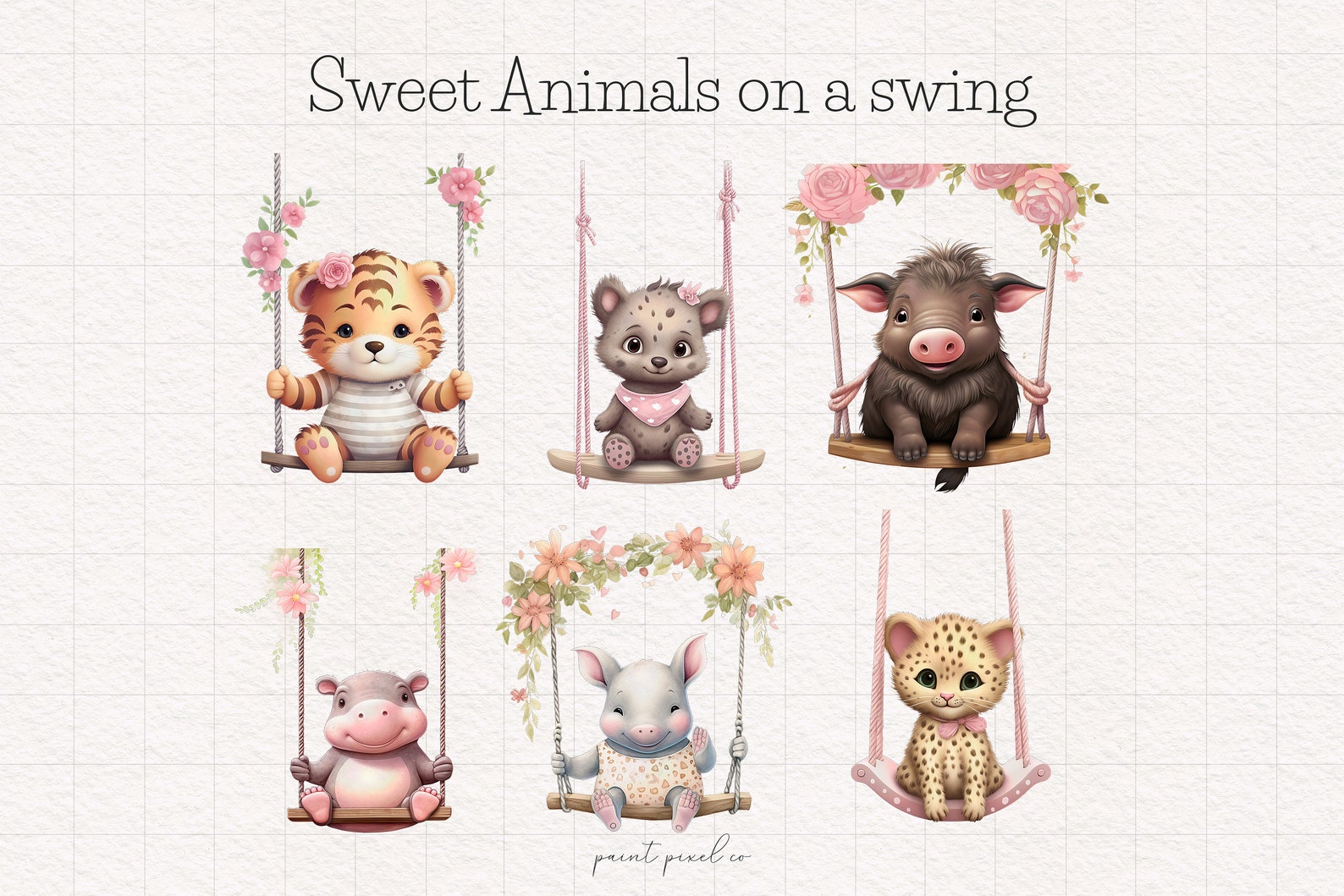 Pink Safari Animals PNG Cute Wildlife Clipart African Safari Jeep ...