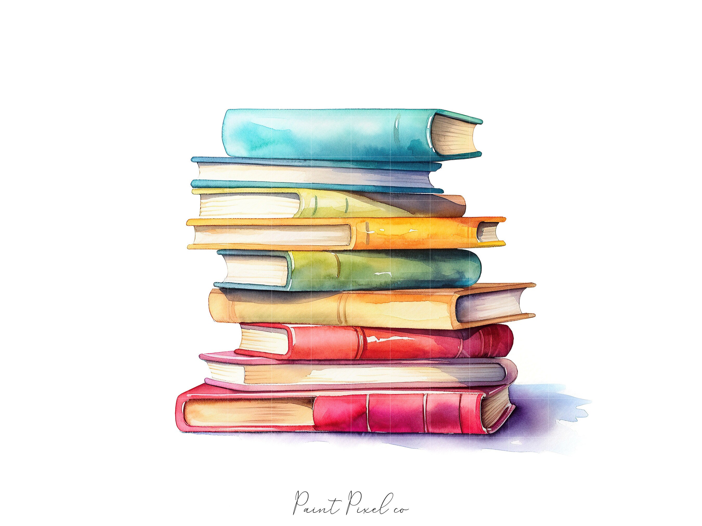 12 Watercolor Book Clipart High Quality Jpgs Boho Colorful - Etsy