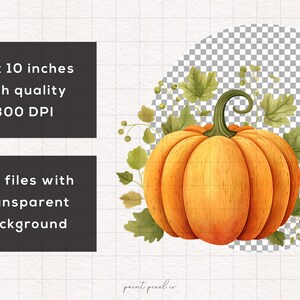 Autumn Pumpkin Clipart Boho Fall Pumpkins PNG Watercolor Cozy Fall ...