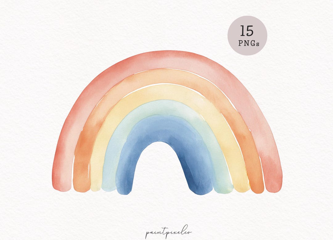 Watercolor Rainbow Clipart Rainbows PNG Cute Pastel Elements ...