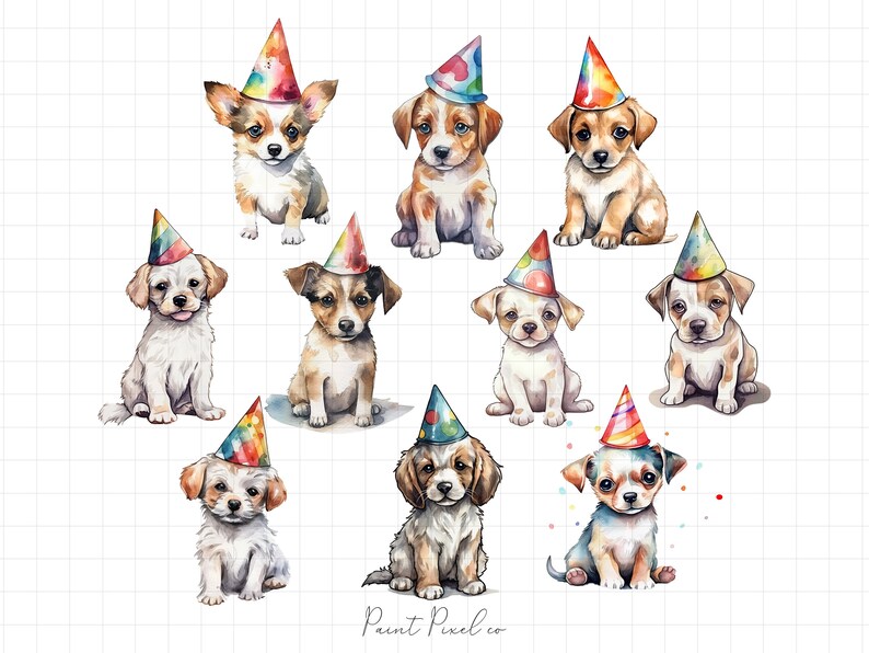 Party Dogs Clipart PNG Watercolor Birthday Pups Puppy Cute Animal Clip ...