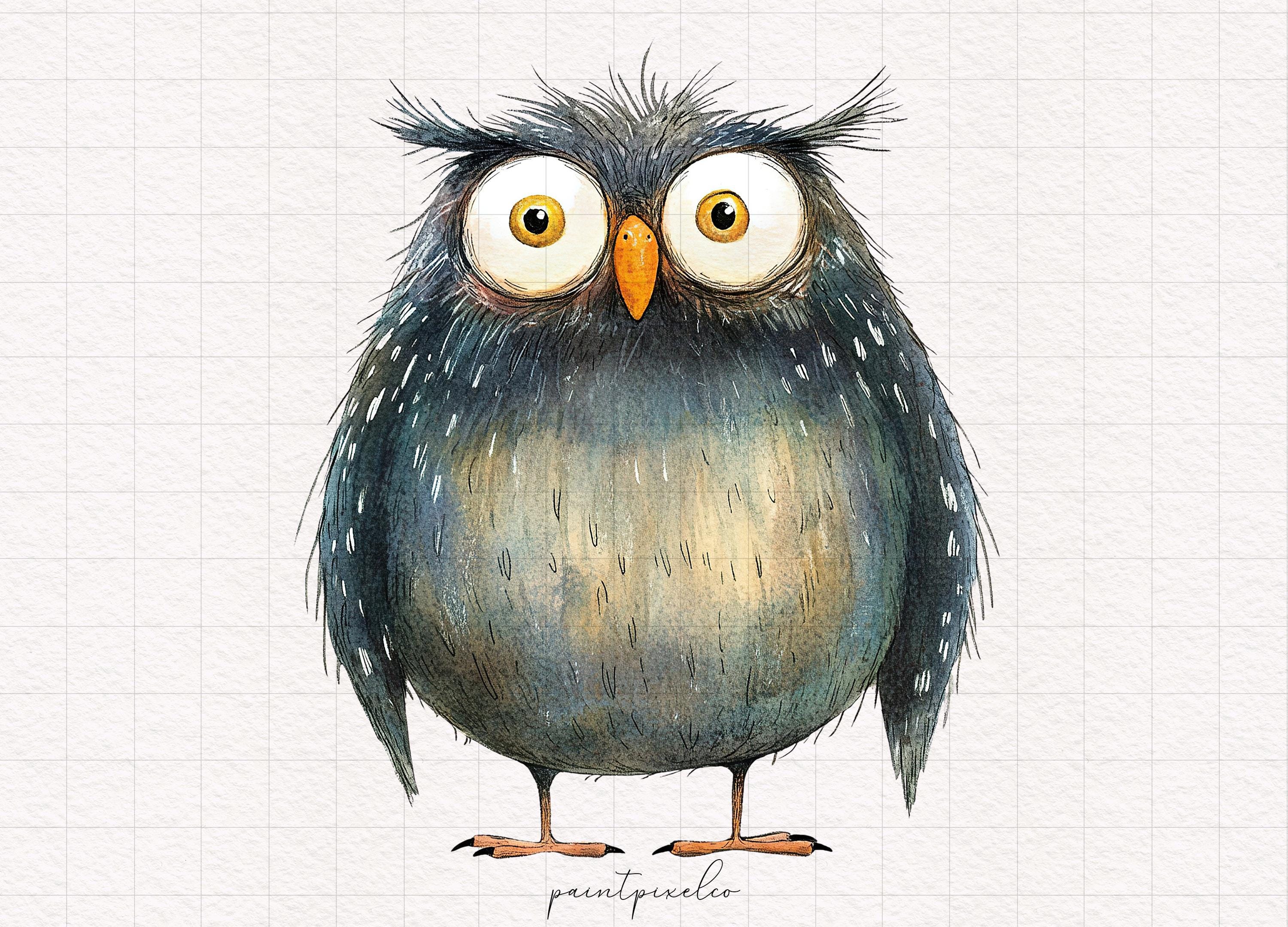 Quirky Owl Clipart Funny Birds PNG Whimsical Animals Clip Art Whimsy ...