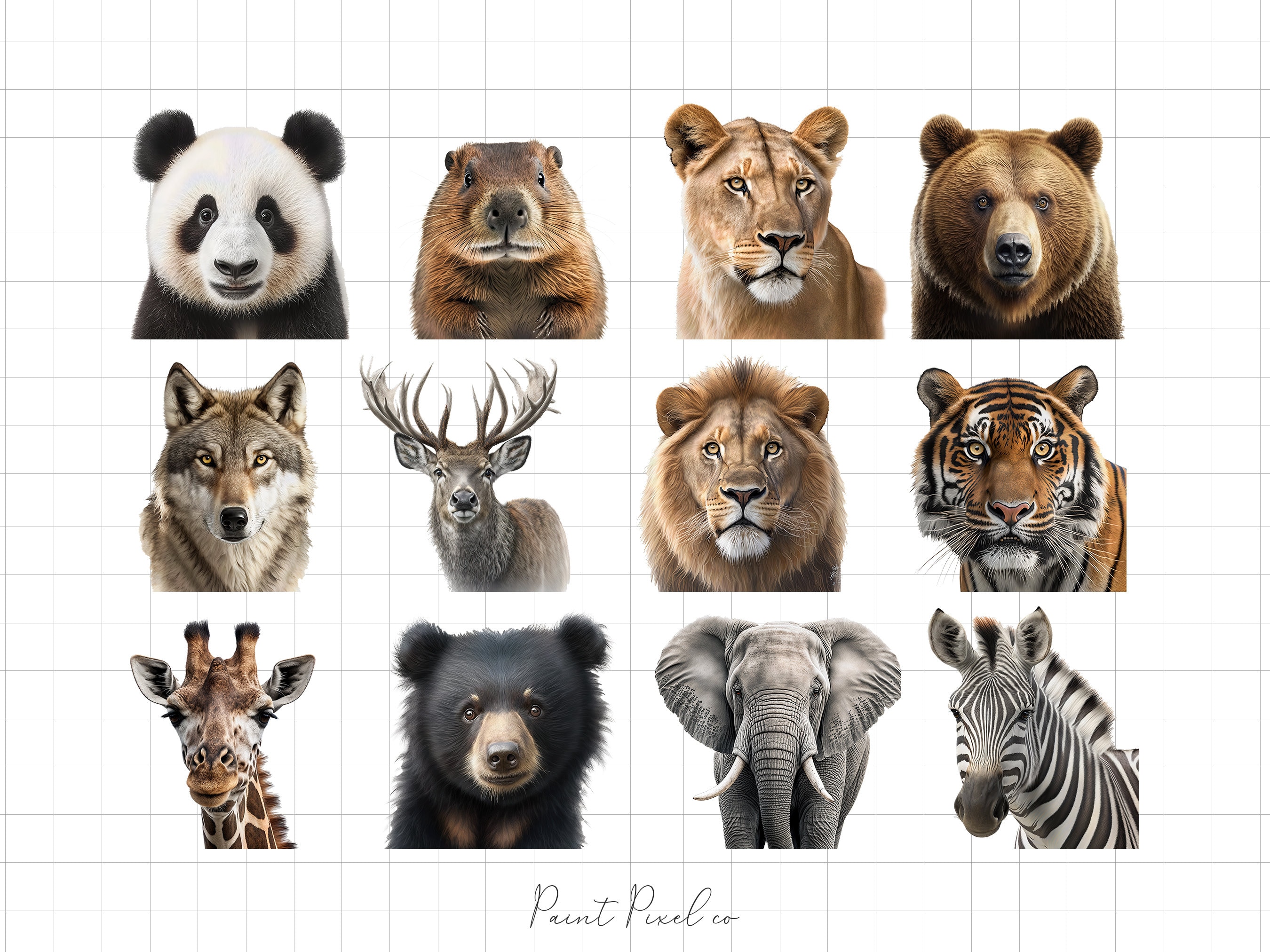 Wild Animals Clipart Realistic Animals PNG Photo Tiger Lion - Etsy