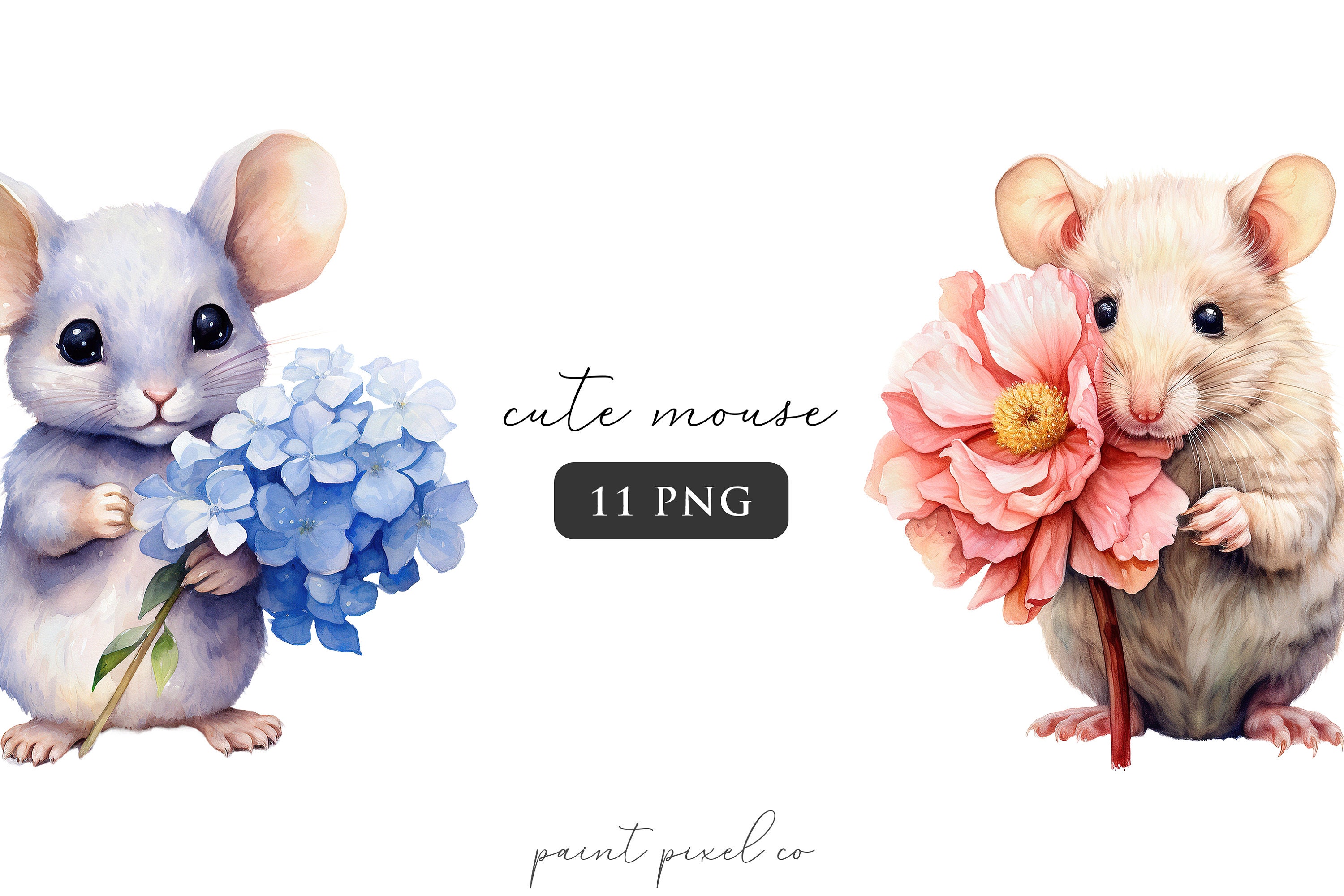 Mouse and Flower PNG Clipart Sweet Little Animal Clip Art Nursery ...