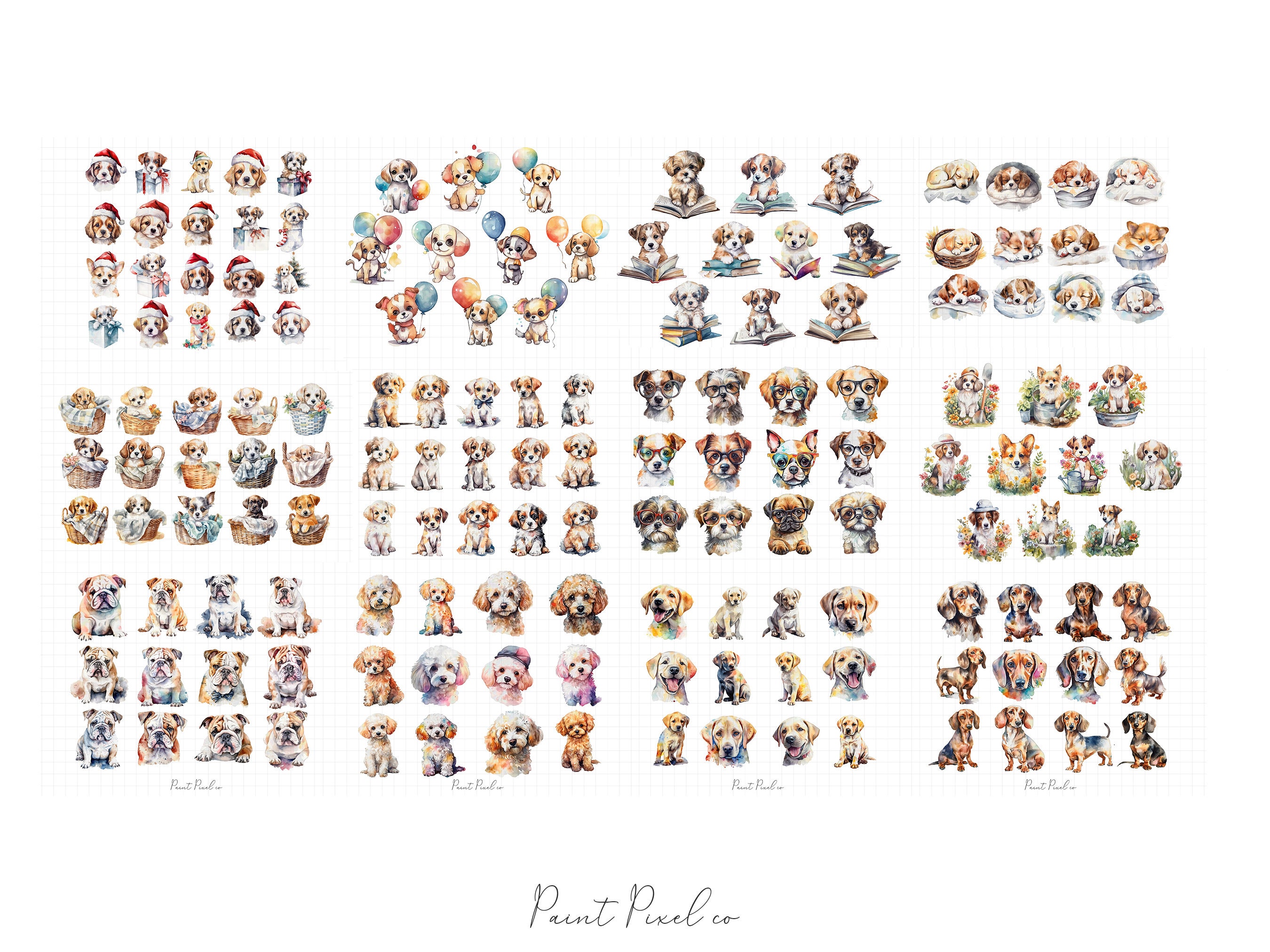 Dog Clipart PNG Bundle Watercolor Pup Clip Art Puppy Pet Nursery ...