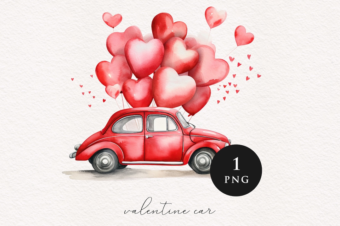 Valentine Car Clipart PNG Hearts Romantic Love Sublimation Transfer ...