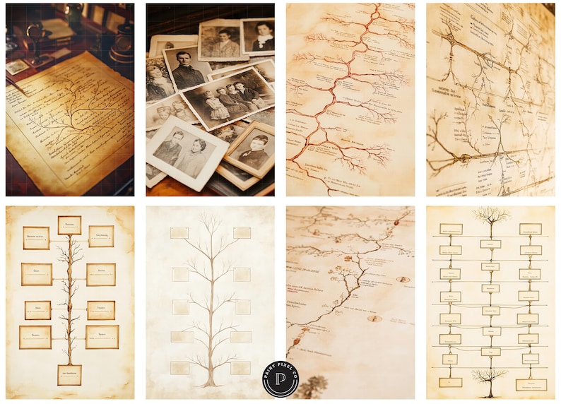 Retro Genealogy Junk Journal Pages - Vintage Ancestry Family History ...