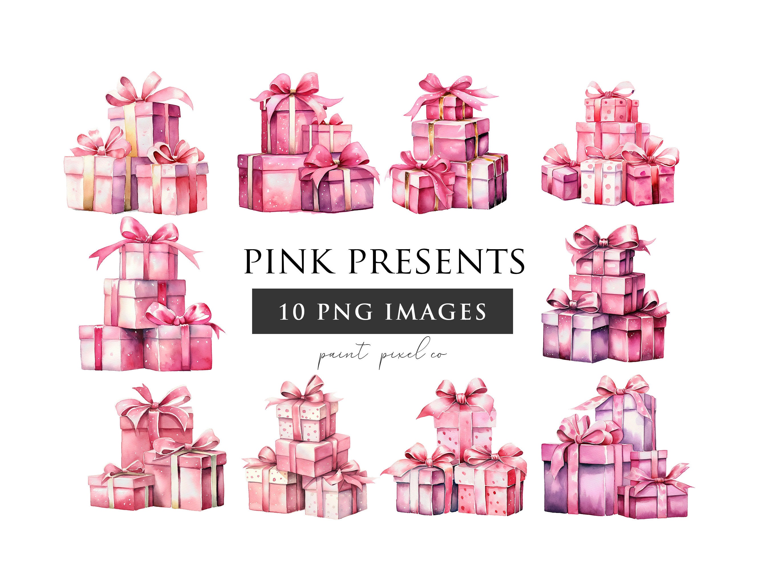 Pink Presents Clipart PNG Gifts Holiday Clip Art Cute Pastel - Etsy
