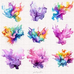 Pastel Watercolor Splash Clipart Alcohol Ink Splash PNG Paint Blotch ...