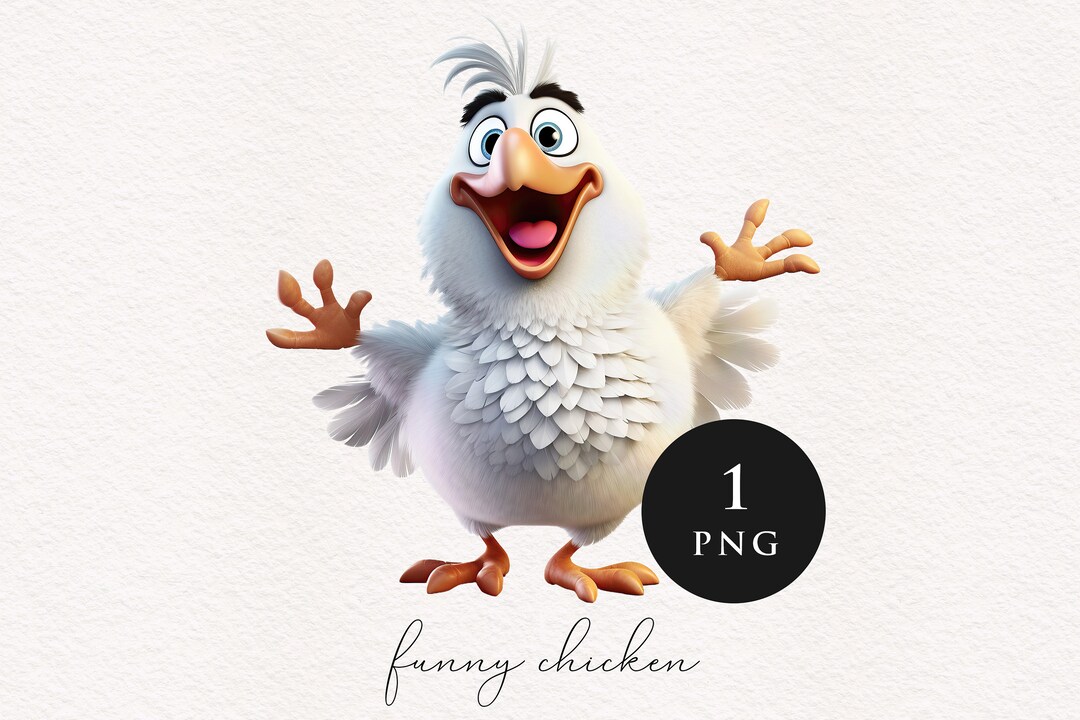 Funny Chicken Clipart PNG Cute Hen Rooster Clip Art Cartoon Bird 3d ...