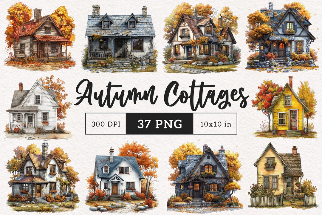 Autumn Cottage Clipart Fall House PNG Cozy Autumn Home Boho Fall Homes ...