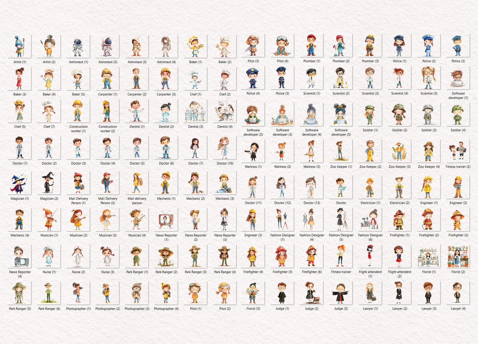 135 Career Clipart Cute Professional People PNG Whimsical Quirky Kids ...
