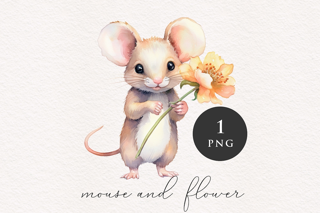Mouse and Flower PNG Clipart Sweet Little Animal Nursery Clip Art ...