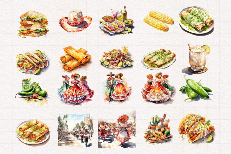Cinco De Mayo Clipart PNG Watercolor Mexican Fiesta Festival Clipart ...