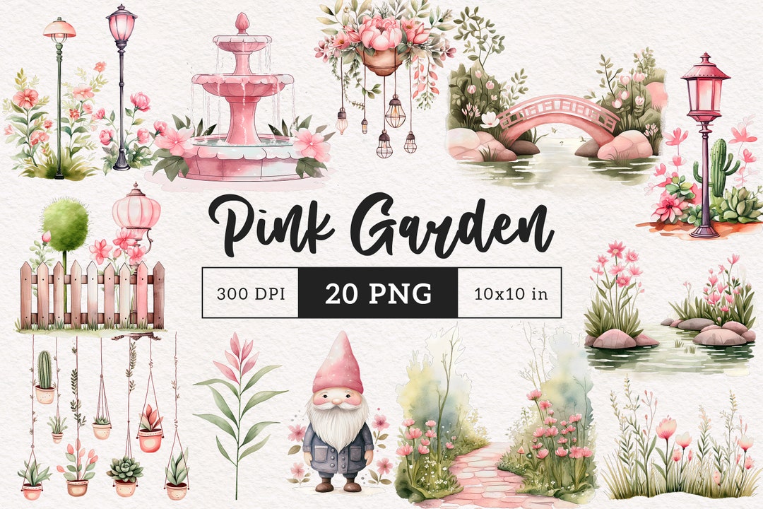 Pink Garden Clipart Enchanted Garden PNG Pink Fairytale Childrens Books ...