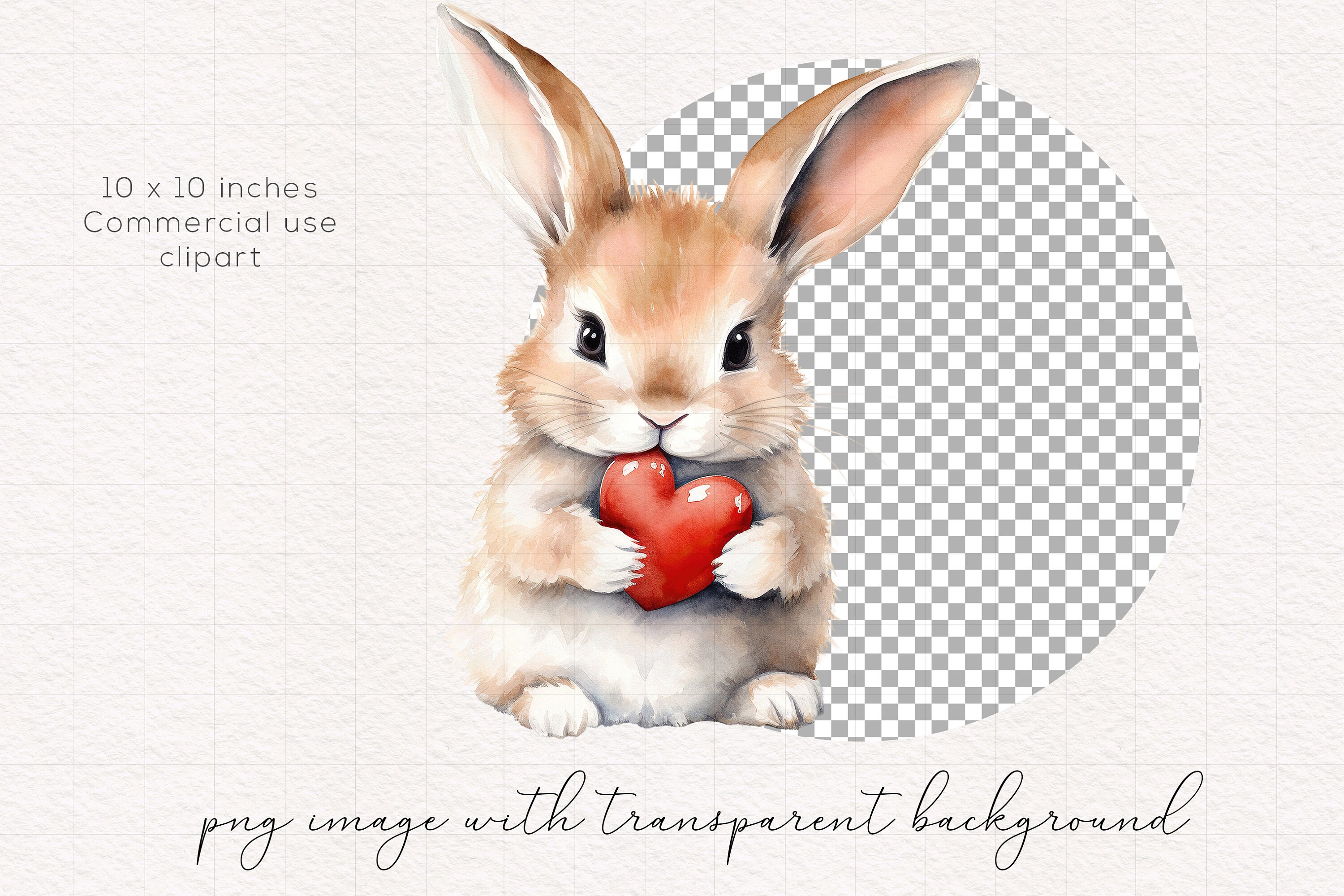 Valentine Rabbit Clipart PNG Watercolor Animals Lovers Day Sublimation ...