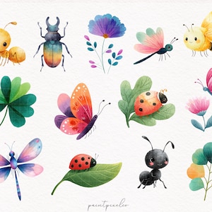 Cute Insects Clipart Little Love Bugs PNG Garden Creatures Spring Baby ...