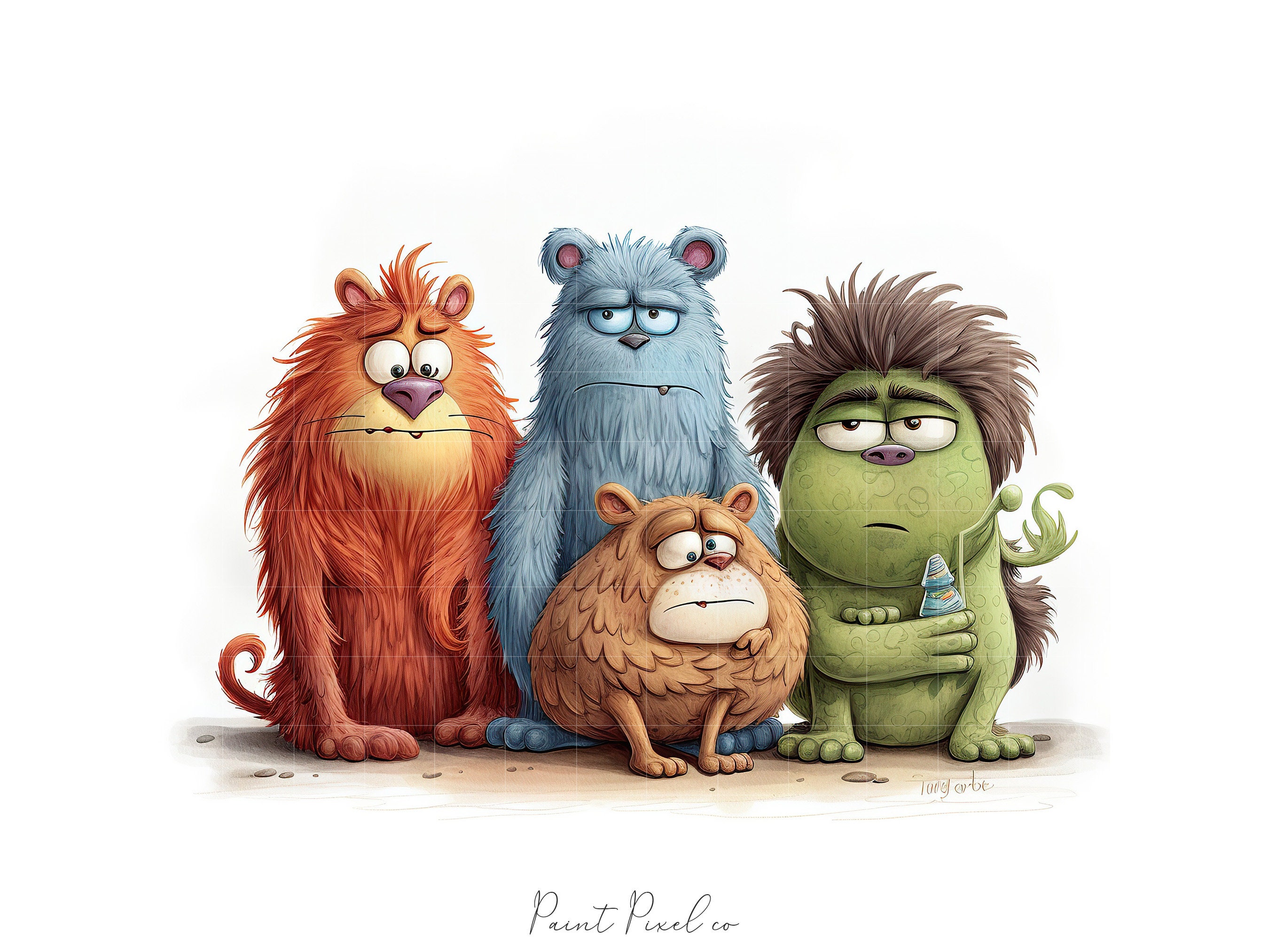 7 Whimsical Creatures Clipart High Quality Jpgs Quirky Animals Clip Art ...