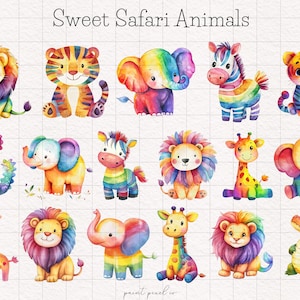 Rainbow Baby Animals Clipart Rainbow Bird Painted Animal Watercolor ...