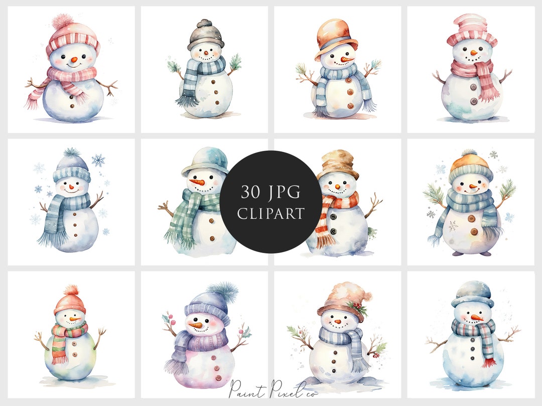 Snowman Clipart High Quality Jpgs Christmas Winter Clip Art Sublimation ...
