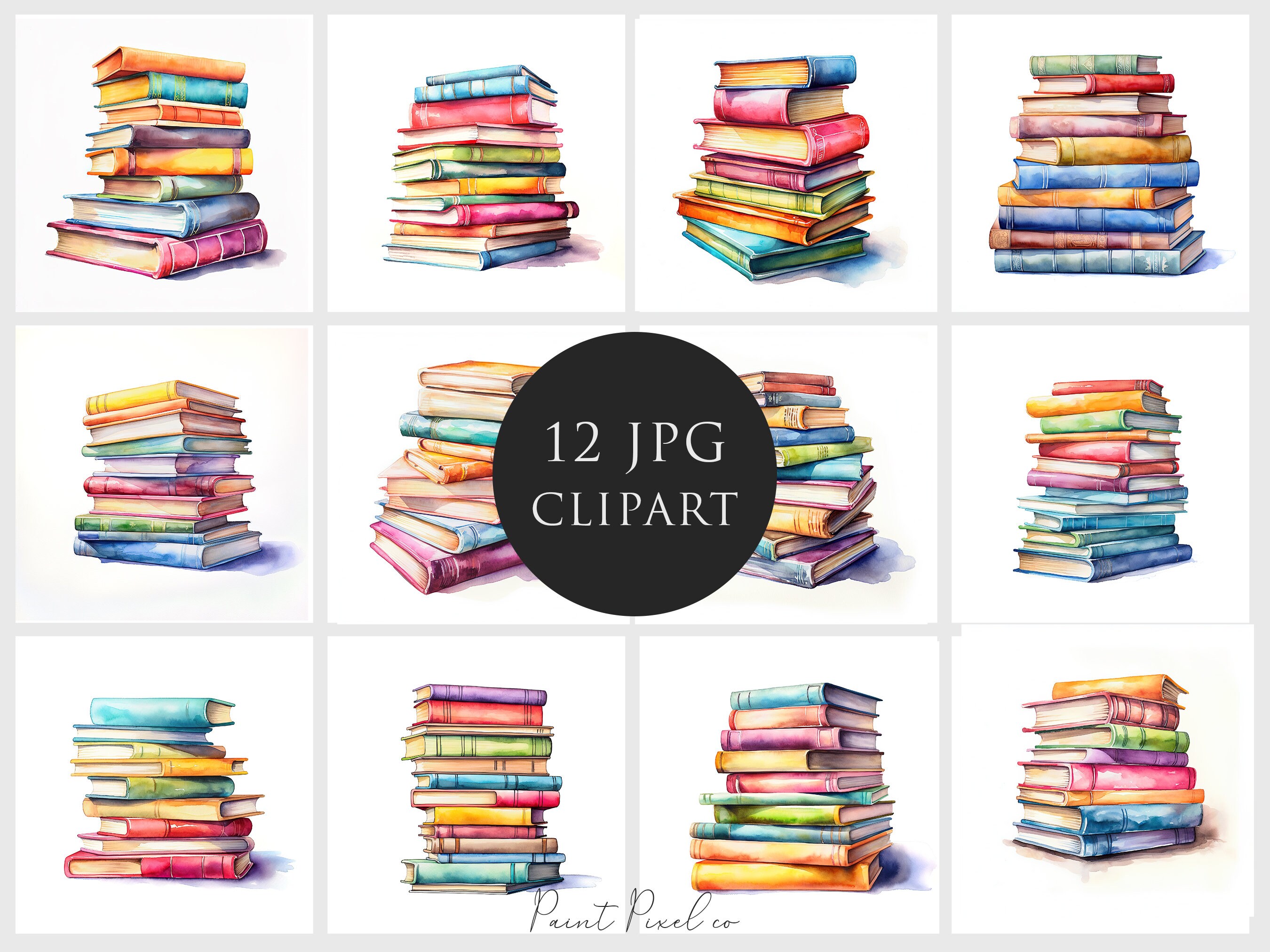 12 Watercolor Book Clipart High Quality Jpgs Boho Colorful - Etsy