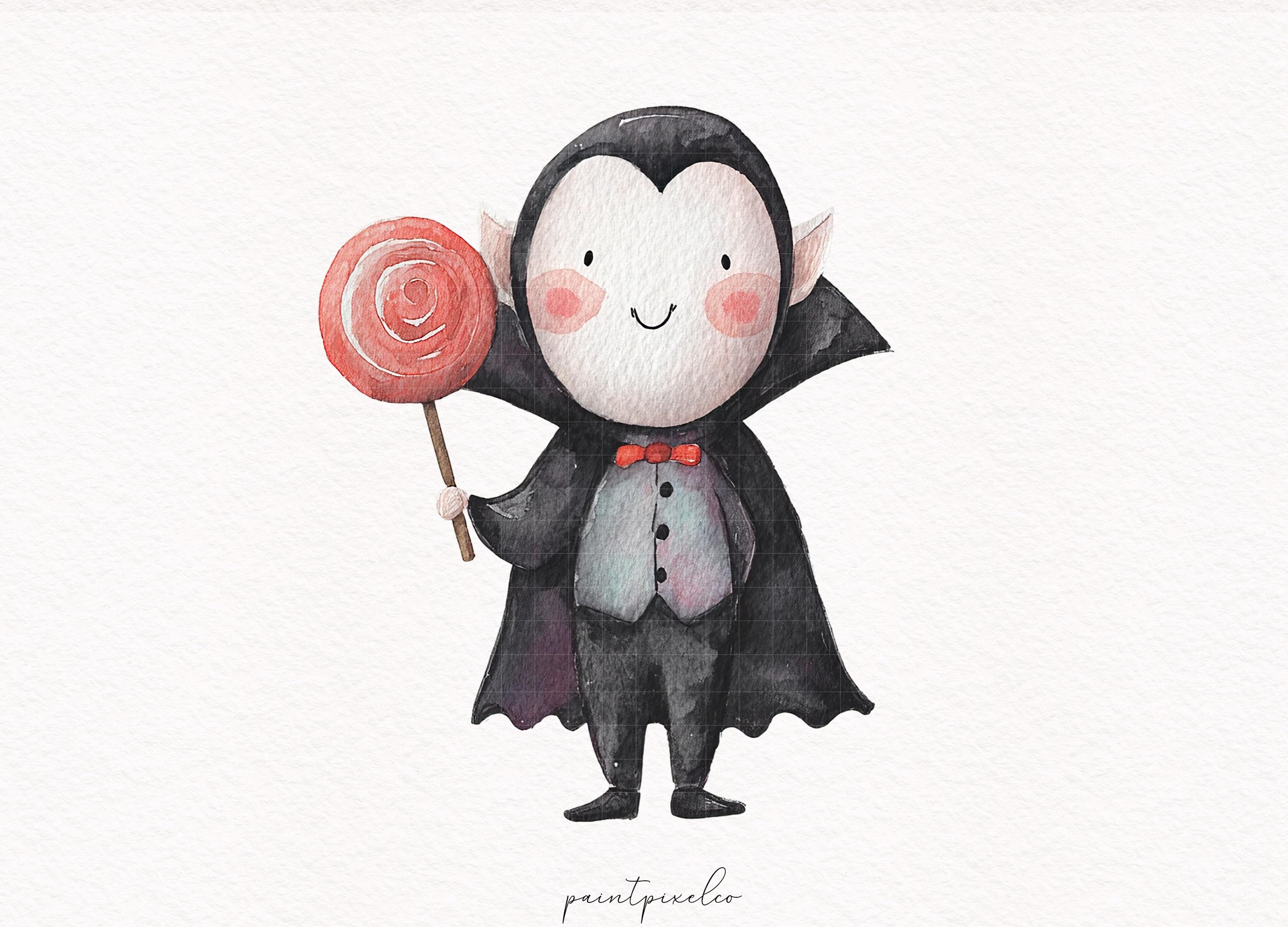 20 Cute Vampire Halloween Clipart Watercolor Spooky Vampires Cute ...