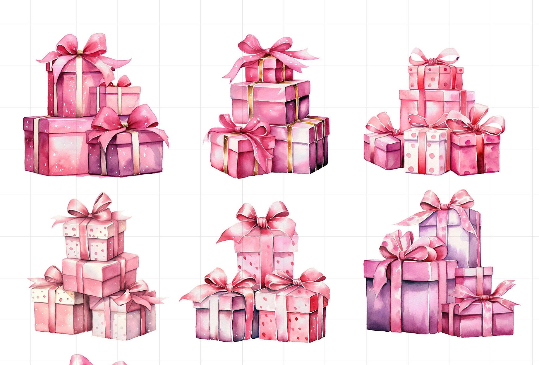 Pink Presents Clipart PNG Gifts Holiday Clip Art Cute Pastel - Etsy