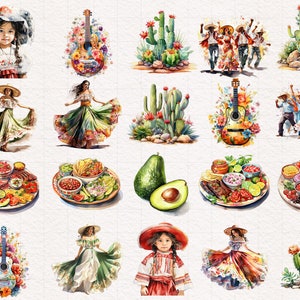 Cinco De Mayo Clipart PNG Watercolor Mexican Fiesta Festival Clipart ...
