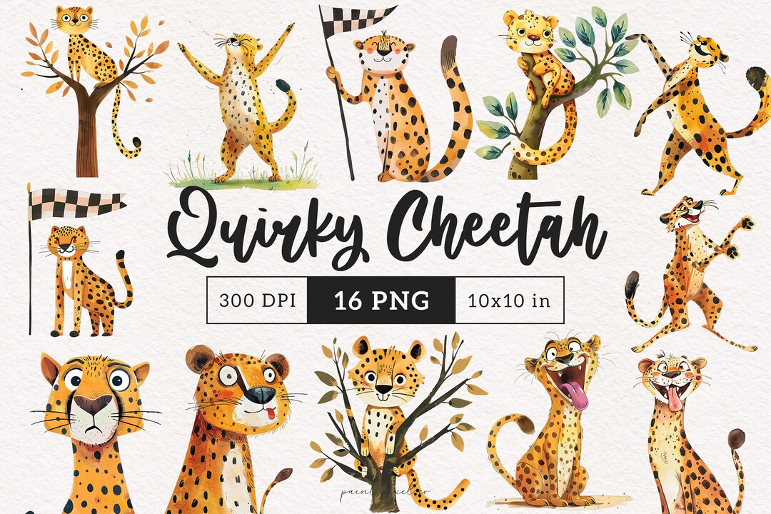 Quirky Cheetah PNG Funny Safari Animals Clipart Silly Cheetah African ...
