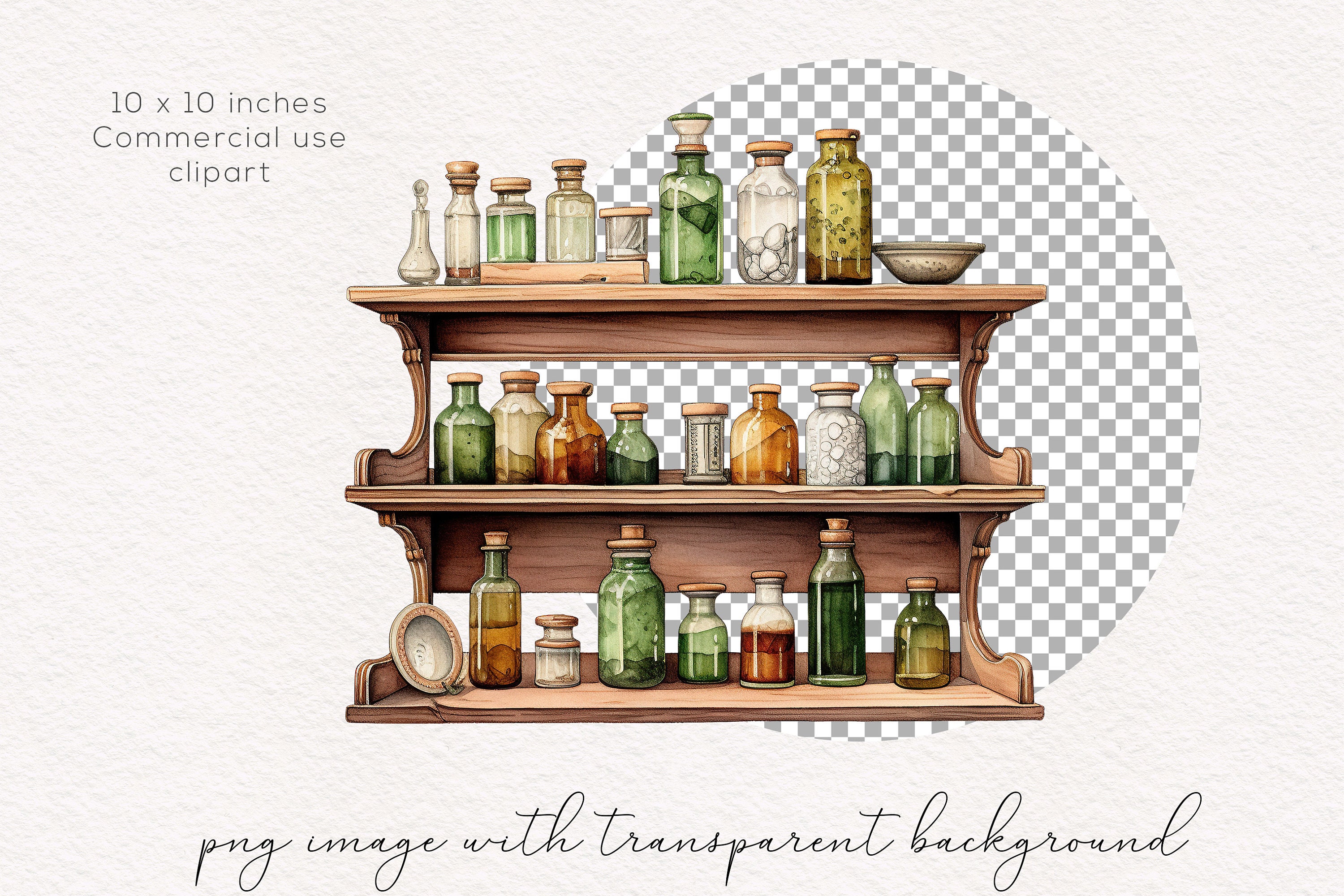 Apothecary Clipart PNG Gothic Mystical Watercolor Illustrations Occult ...