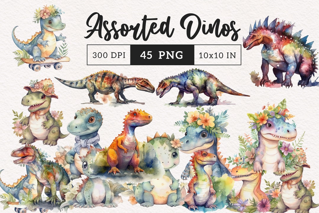 Dinosaur PNG Dino Clipart T-rex Watercolor Dinosaur Sublimation Junk ...
