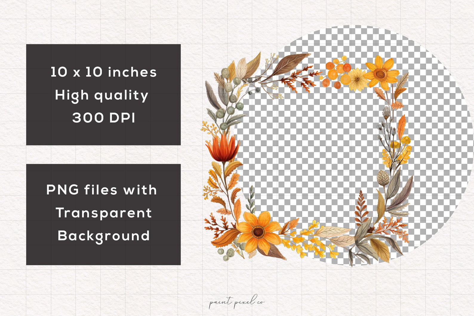 Autumn Border Clipart Boho Orange Flowers PNG Watercolor Fall Floral ...