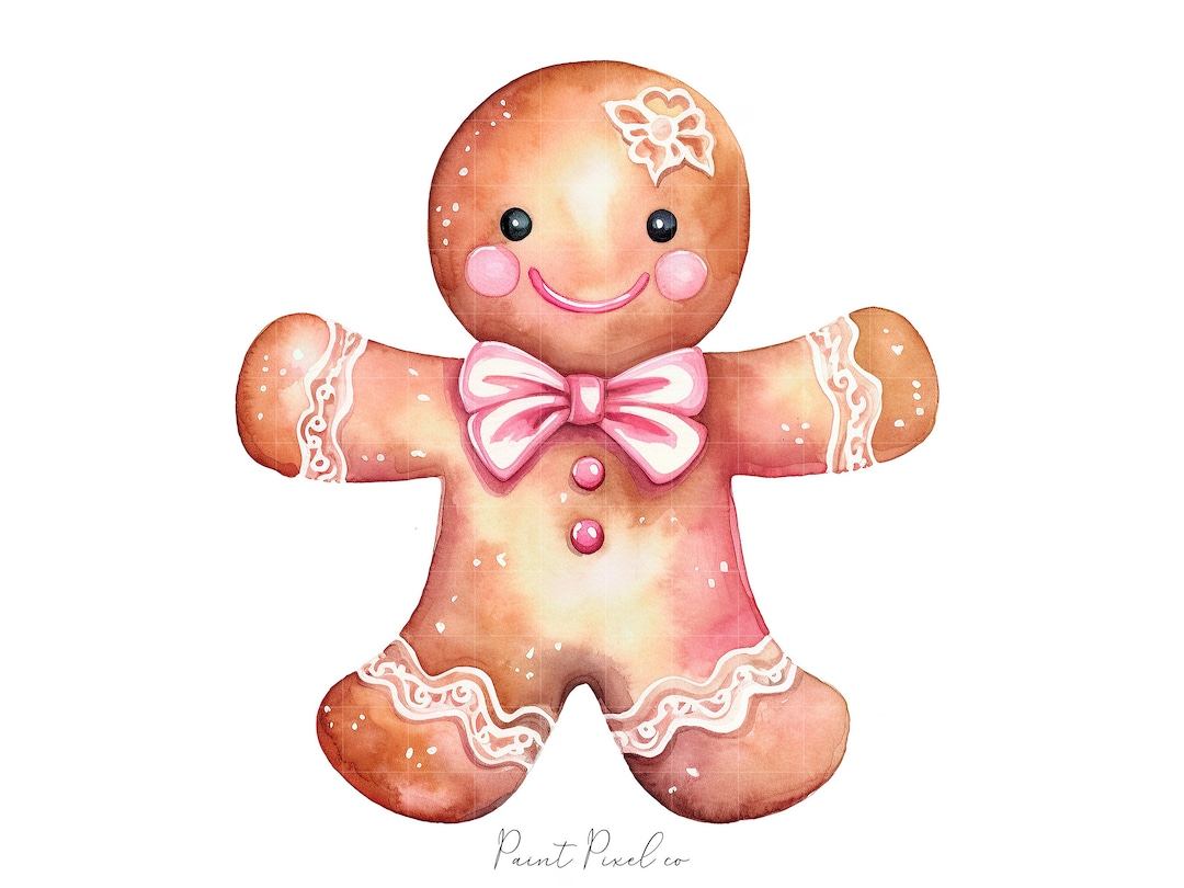 10 Pink Gingerbread Man Clipart High Quality Jpgs Pink Christmas Clip ...