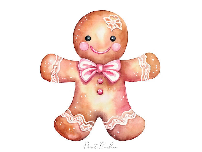 10 Pink Gingerbread Man Clipart High Quality Jpgs Pink Christmas Clip ...