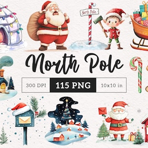 Santa's Workshop Clipart Cute North Pole Whimsical Christmas Elves ...